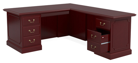 Traditional Wood Veneer Executive L Shape Manager Table Right