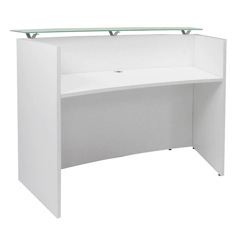 Wood 2 Person Curved Glass Top Reception Desk
