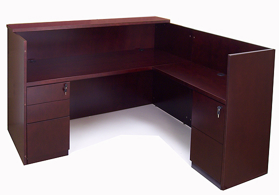 Contemporary Wood Veneer Reception Counter Fluted Edge