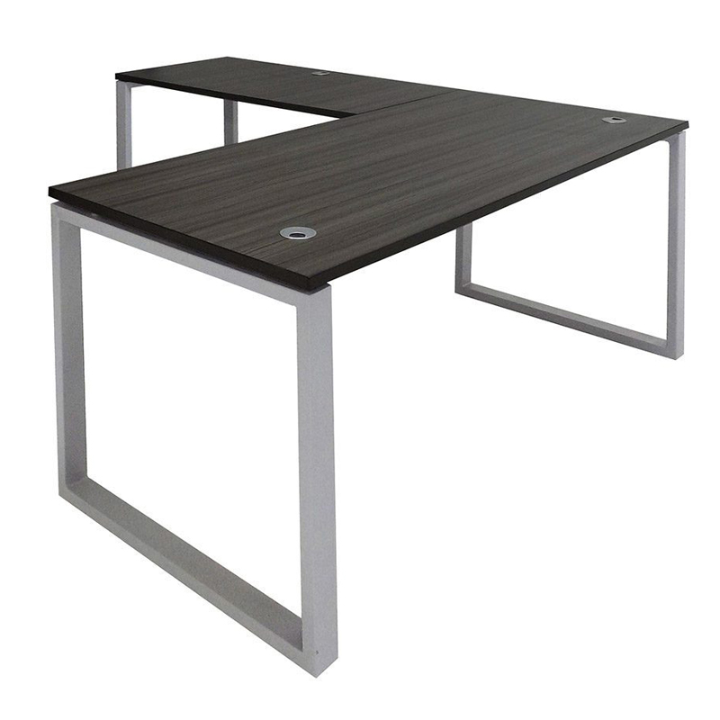 Contemporary Series Laminate L Shape Workstation with Loop Metal Base