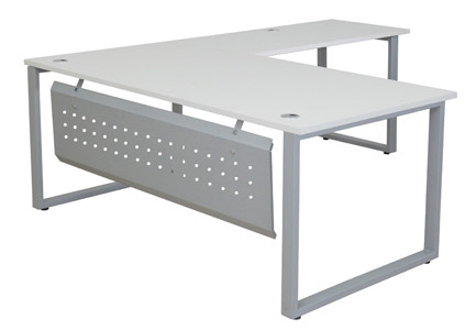 Contemporary Series Laminate L Shape Workstation with Loop Metal Base