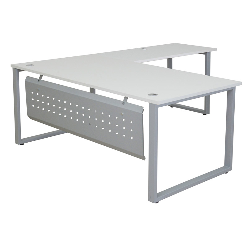 Contemporary Series Laminate L Shape Workstation with Loop Metal Base